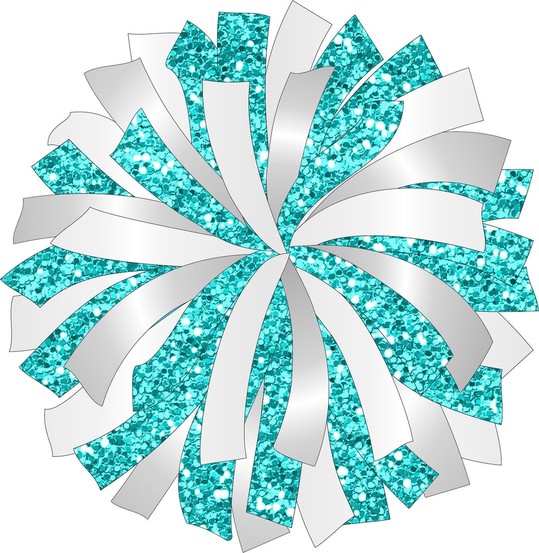 CUSTOM POM - Glitter and Glam Pom Pom Digital Clip Art - Turquoise and ...