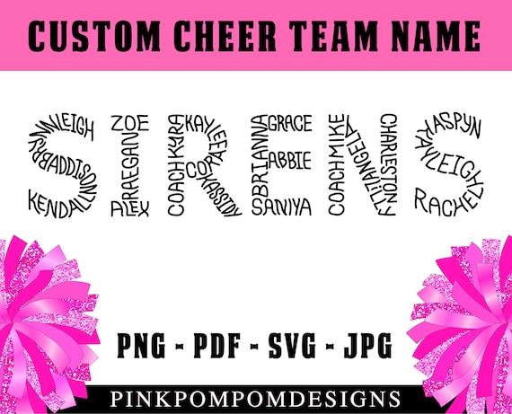 CUSTOM GRAPHIC Cheer Team Names Digital Clip Art SVG Png - Etsy