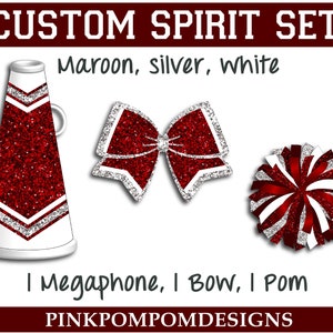 Glitter and Glam Custom Cheer Digital Clip Art Maroon Silver - Etsy