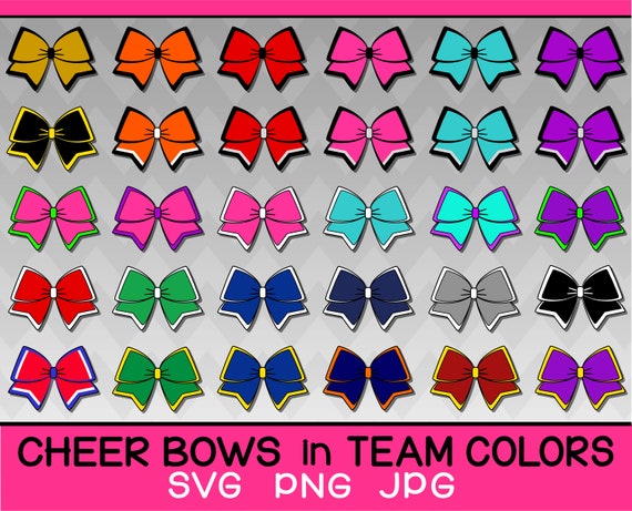 Cheer bows digital clipart set cheer bow svg png jpg | Etsy