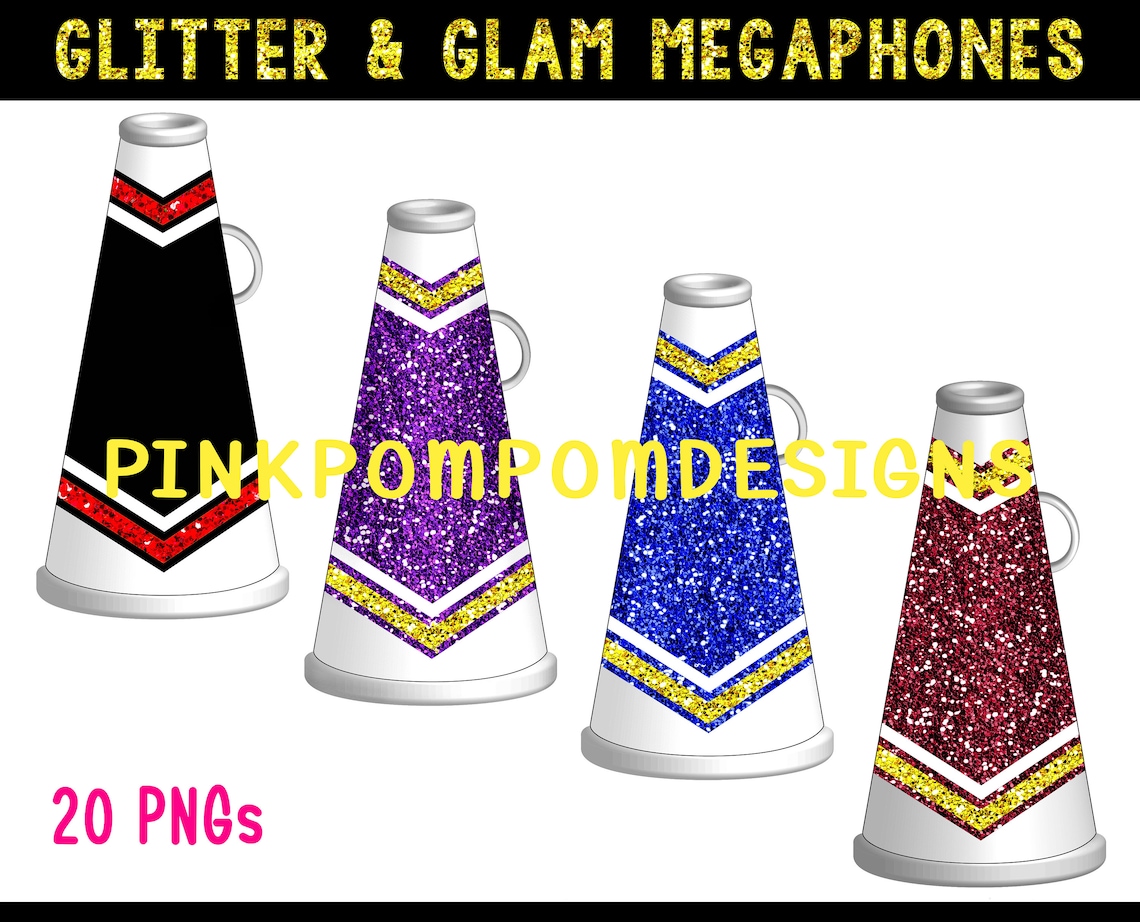 Glitter & Glam Digital Megaphone Clipart Graphics Megaphone - Etsy