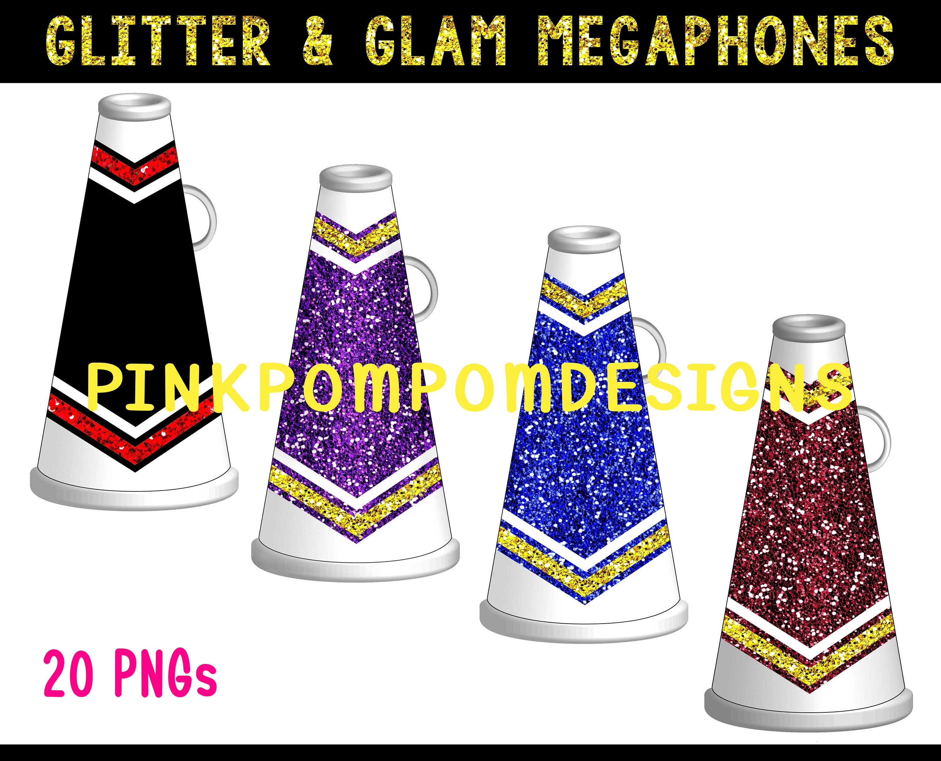 Glitter & Glam Digital Megaphone Clipart Graphics - Megaphone Png ...
