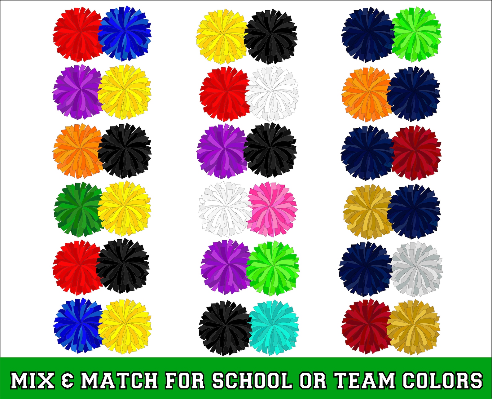 Pom Pom Digital Clipart Set – Pom Pom Svg - Png - Jpg - Cheerleading ...