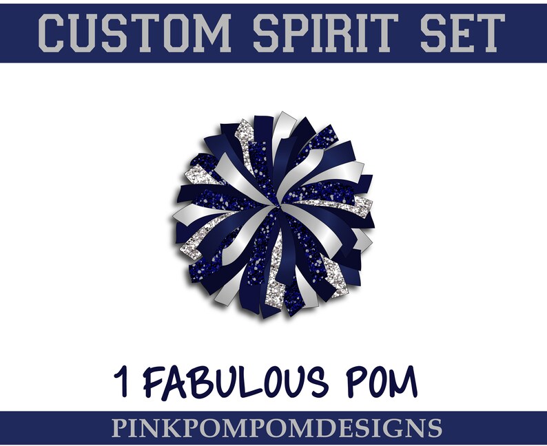 Glitter and Glam Custom Cheer Digital Clip Art - Navy and Silver ...
