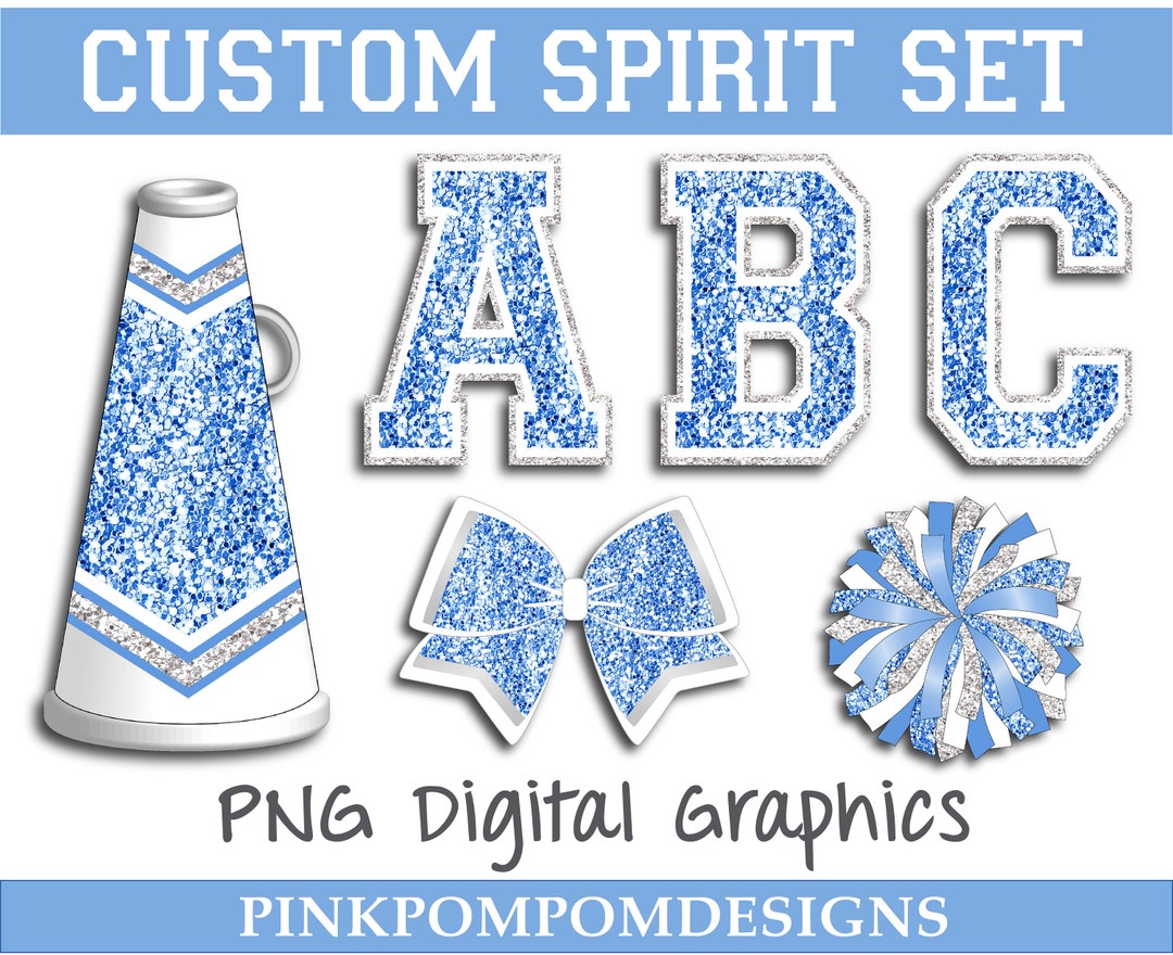 Glitter and Glam Custom Spirit Set Digital Clip Art - Baby Blue Silver ...