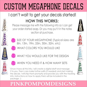 Custom Order - FREE SHIPPING - Custom Decals for Cheer Megaphones ...
