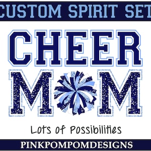 Glitter and Glam Custom Cheer Digital Clip Art - Navy and Light Blue ...