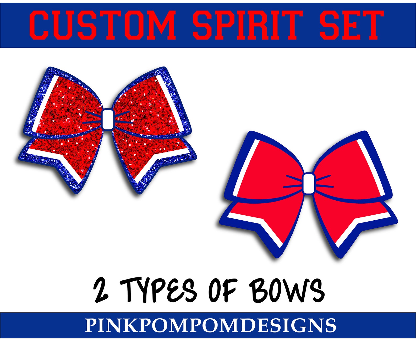 Glitter and Glam Custom Cheer Digital Clip Art - Red Blue White ...
