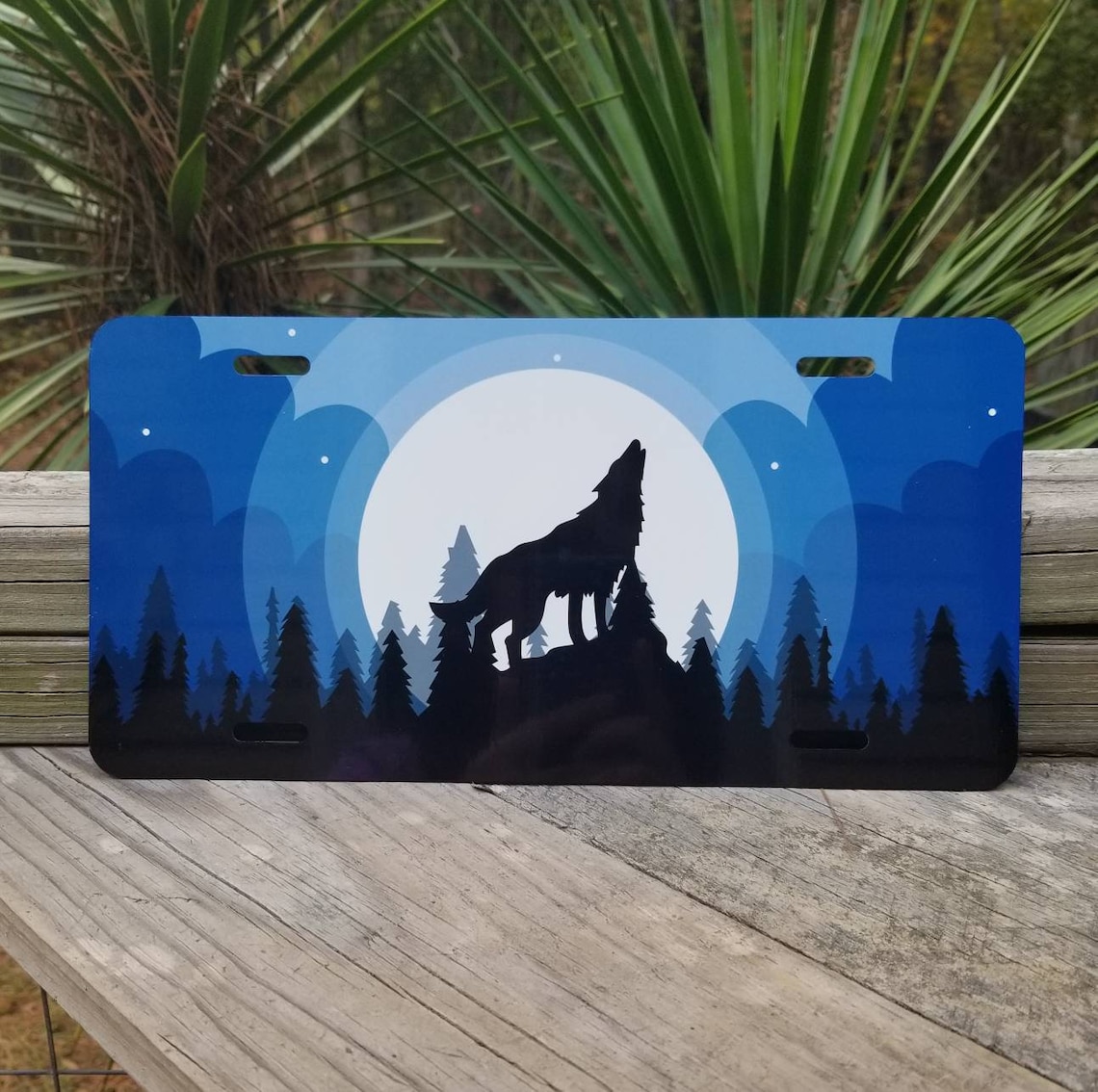Blue Wolf Howling at Moon License Plate. Wolves Forest - Etsy