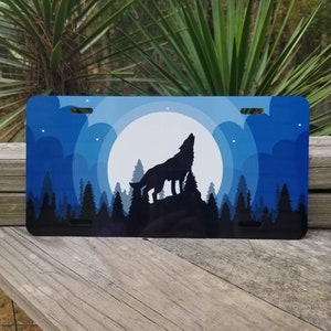 Blue Wolf Howling at Moon License Plate. Wolves Forest - Etsy