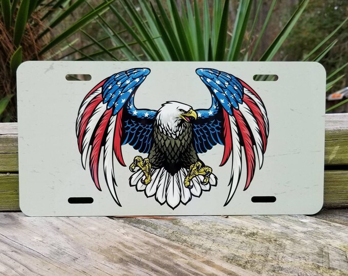 American Eagle Front License Plate, Patriotic, Car Tag, USA, America ...