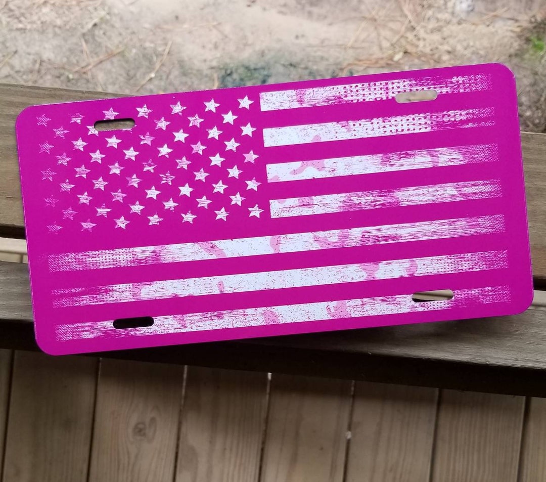 Hot Pink American Flag License Plate. Girly, Patriotic, Camo, Pink ...