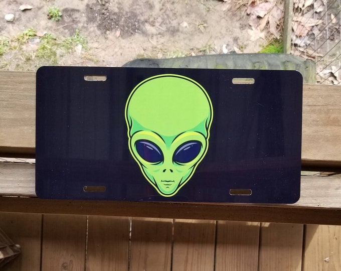 Funny License Plate, Green, Alien, Space, Vanity Plate, Front Plate ...