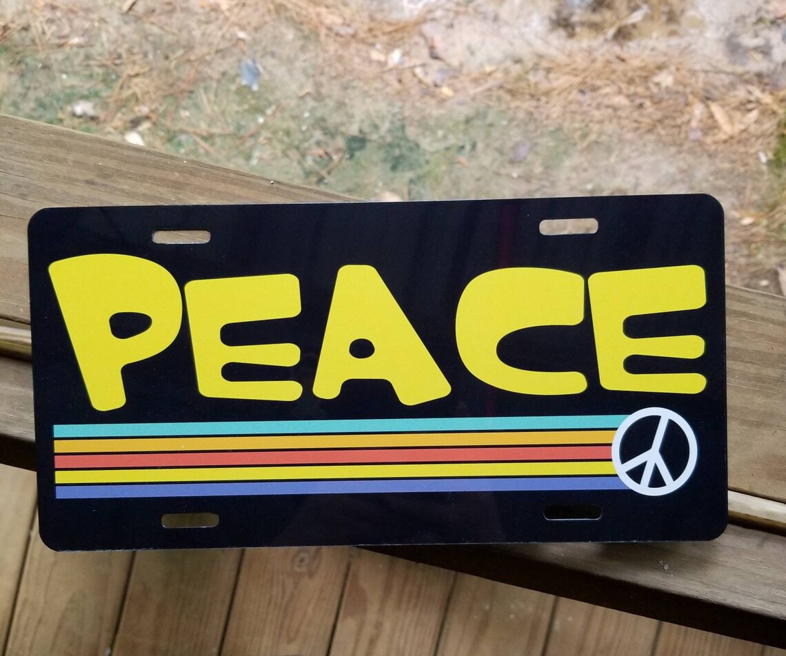 Peace Symbol License Plate Retro License Plate. Muted Rainbow - Etsy