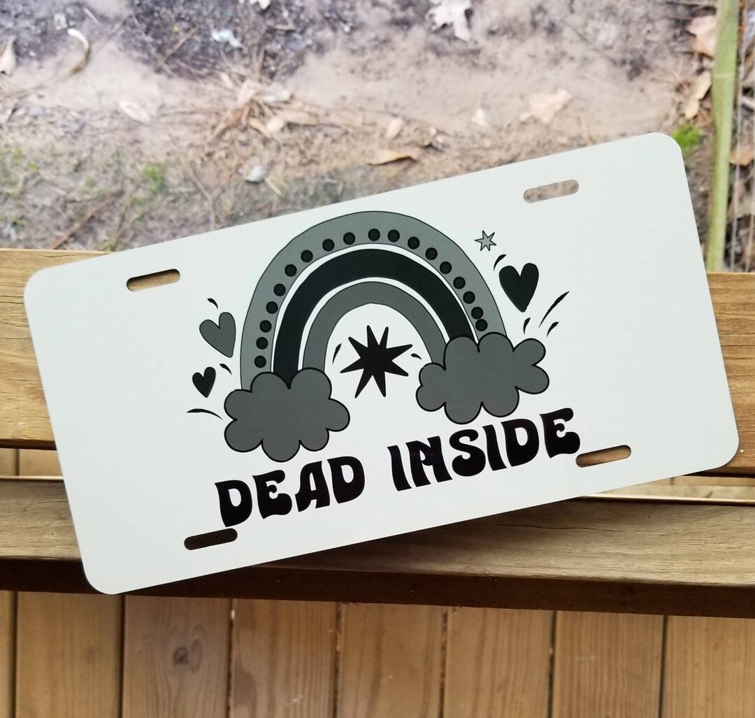 Funny Dead Inside Goth Black Rainbow License Plate. Pastel Goth, Emo ...