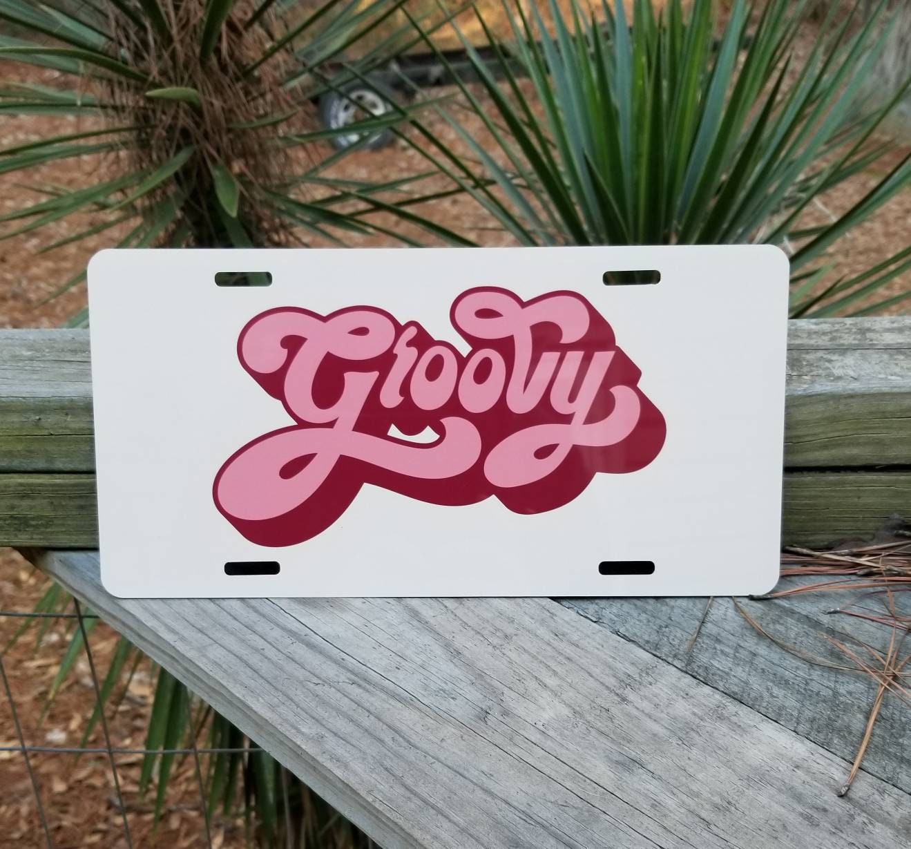 Aesthetic Groovy Hippie Retro License Plate. Cream and Peachy | Etsy