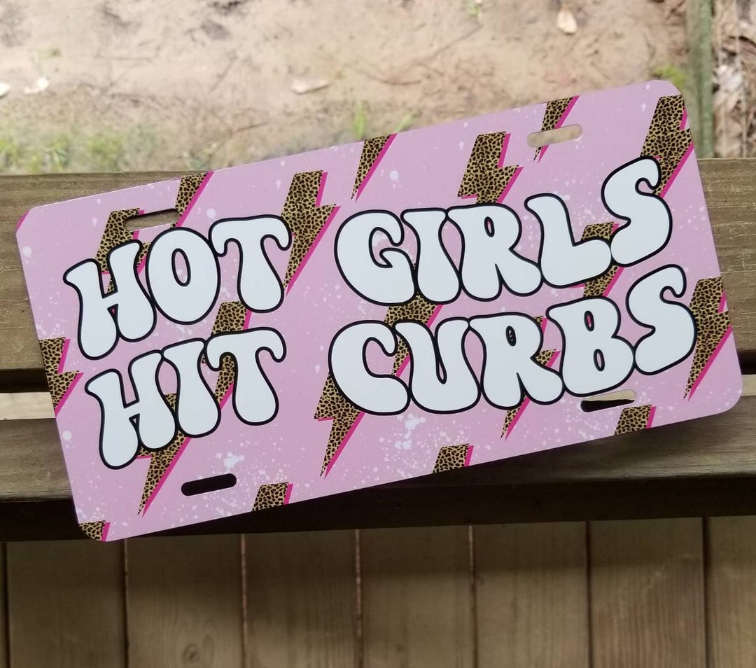 Funny, Hot Girls Hit Curbs License Plate. Pink, Y2k, 90s Kid, Hippie ...