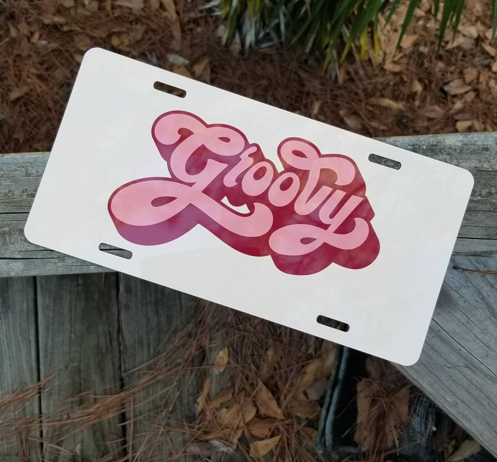 Aesthetic Groovy Hippie Retro License Plate. Cream and Peachy | Etsy