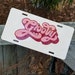 Aesthetic Groovy Hippie Retro License Plate. Cream and Peachy Pink ...