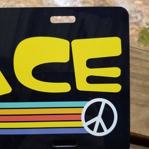 Peace Symbol License Plate, Retro License Plate. Muted Rainbow Colors ...
