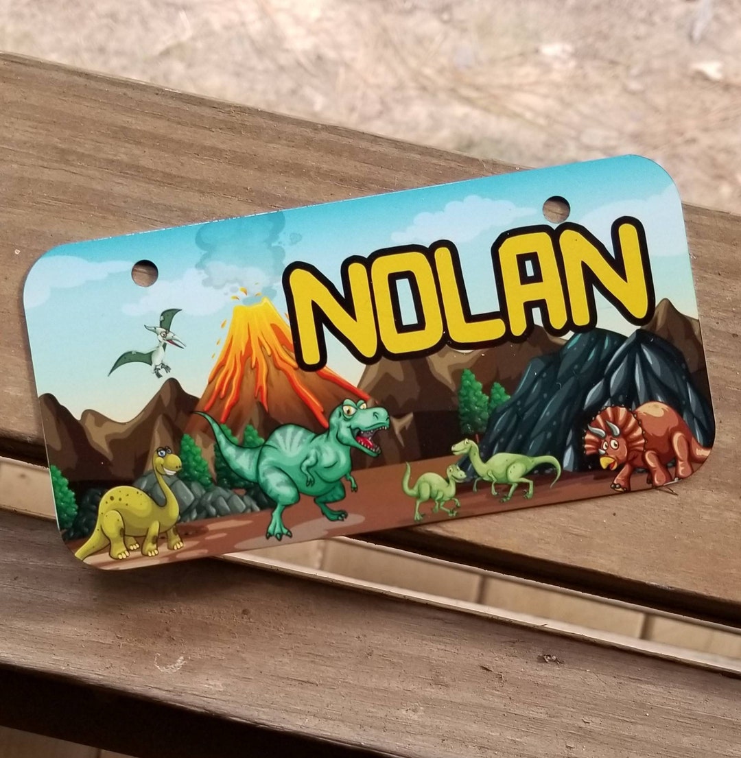 Dinosaur Volcano Custom Personalized Bike License Plate, Kids License ...