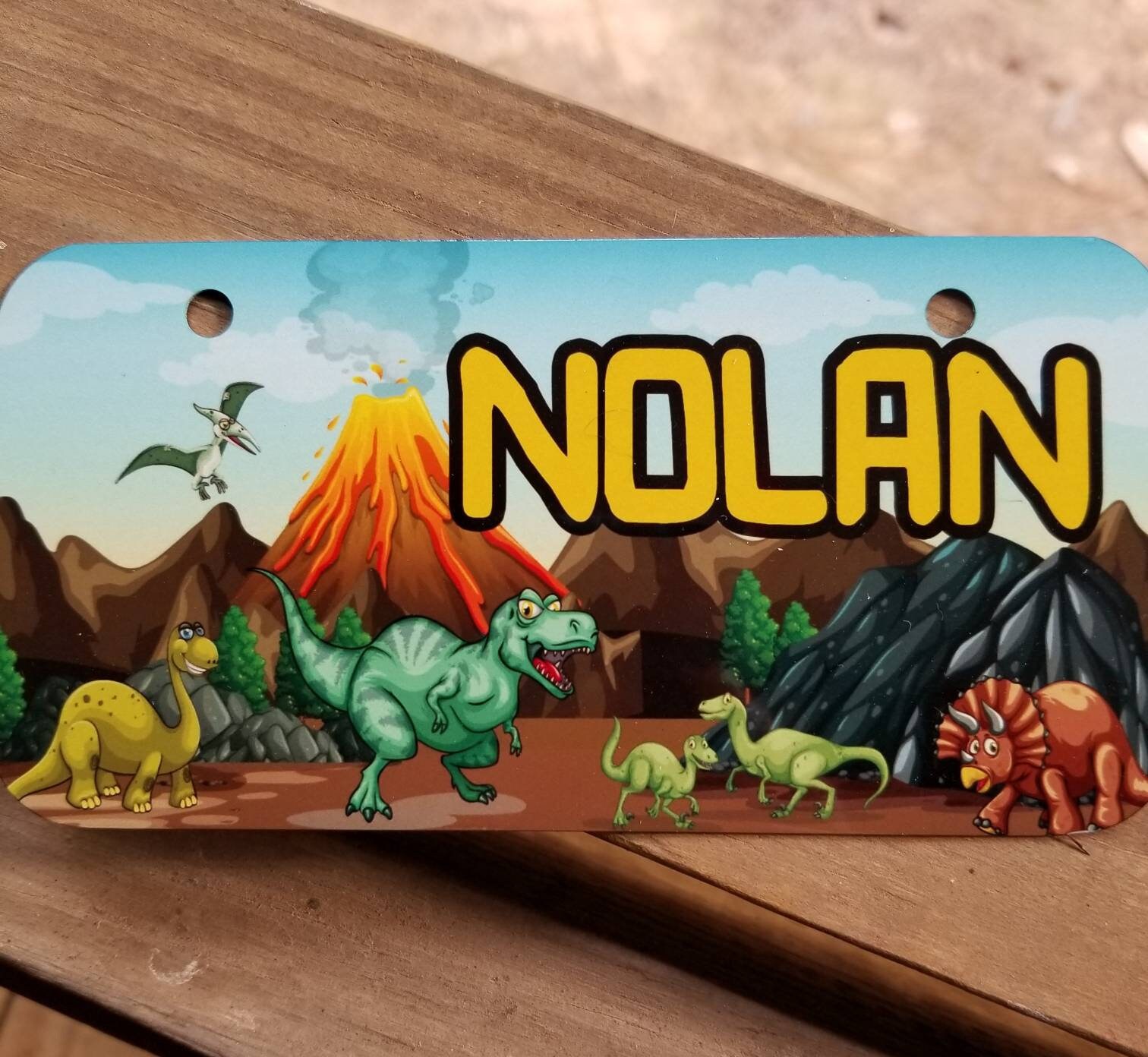 Dinosaur Volcano Custom Personalized Bike License Plate Kids - Etsy
