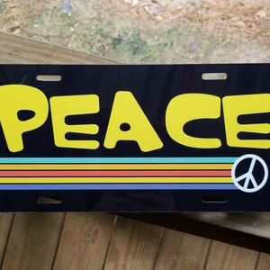 Peace Symbol License Plate, Retro License Plate. Muted Rainbow Colors ...