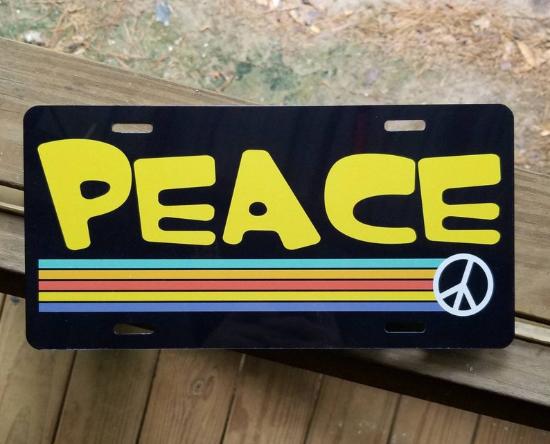 Peace Symbol License Plate Retro License Plate. Muted Rainbow - Etsy