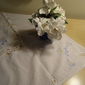 Vintage Battenburg Lace With Embroidery Paper Pale Blue 34 Inch Square ...