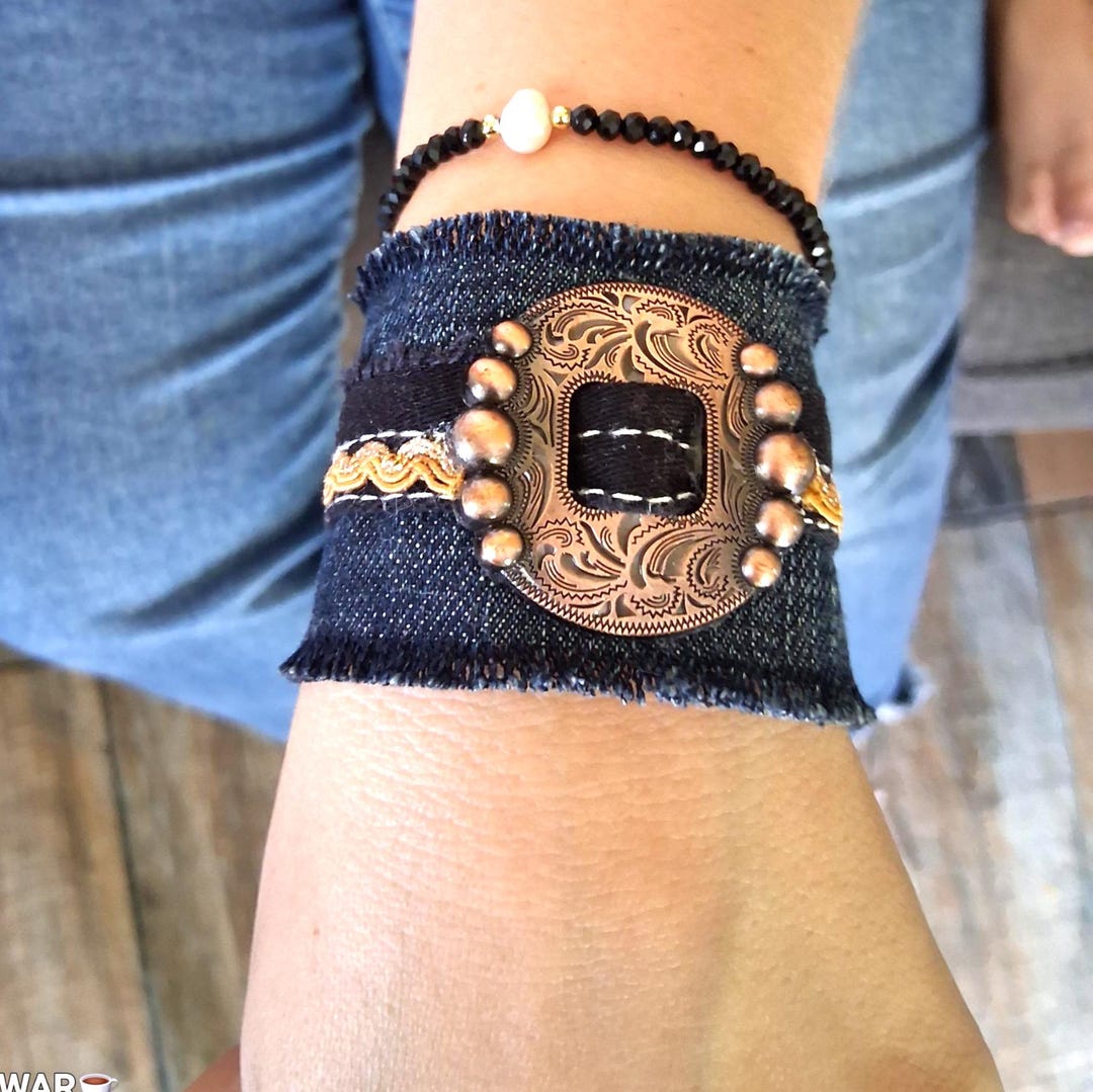 Denim Bracelet Cawgirl Style, Boho Style, Chabby Chic Style, Rustic and ...