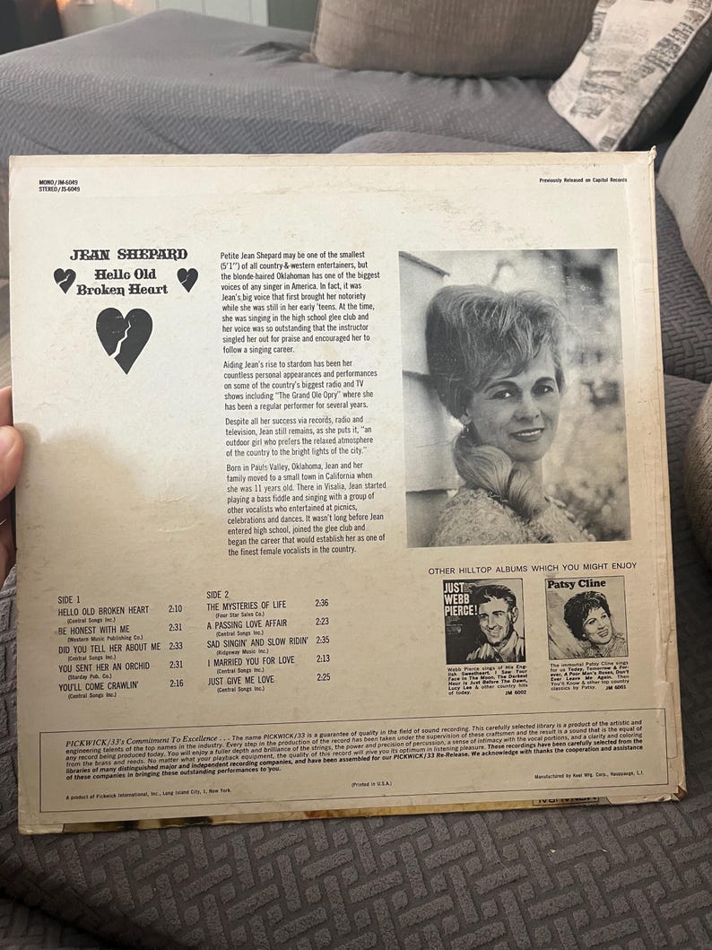 Jean Shepard Vinyl Record - Etsy