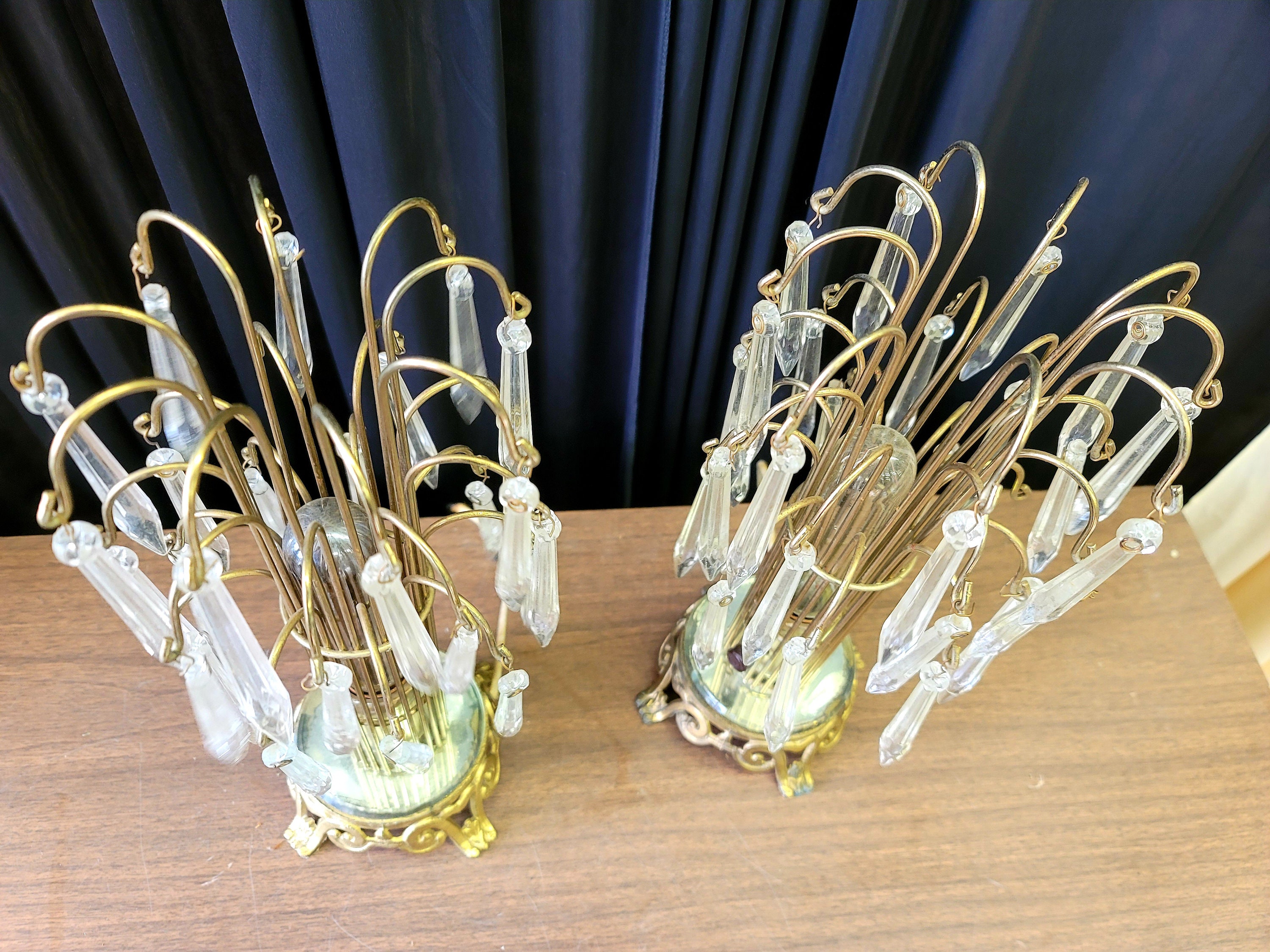 Vintage Crystal Glass Waterfall Art Deco Lamps - Etsy