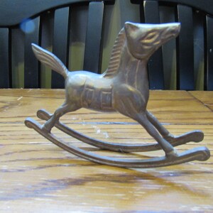 Vintage Brass Rocking Horse, Solid Brass Horse Figurine, Equestrian ...