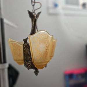 1930s Art Deco 3 Light Slip Shade Moe Bridges Fixture - Etsy