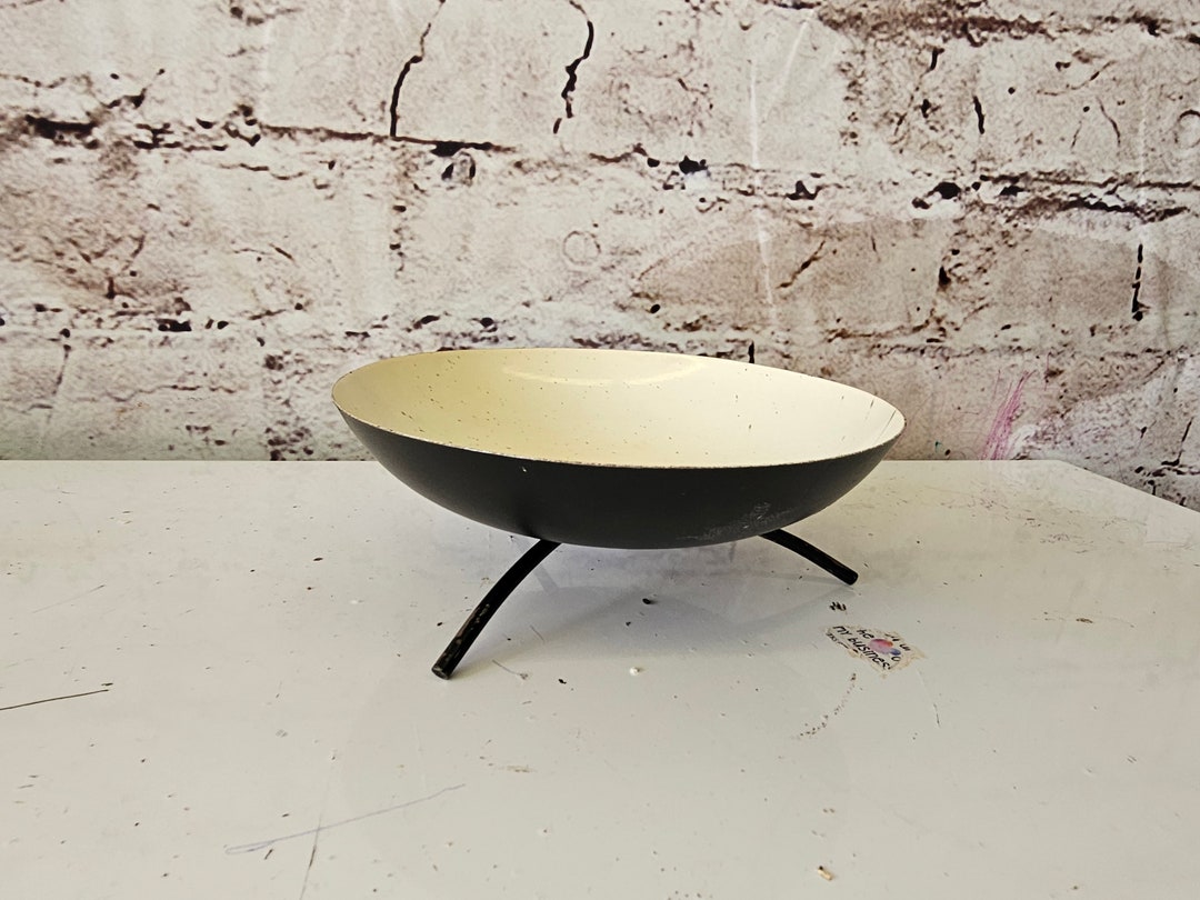 MCM Metal Enamel Three Footed Bowl - Etsy