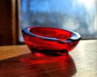 Red Glass Ashtray | Etsy