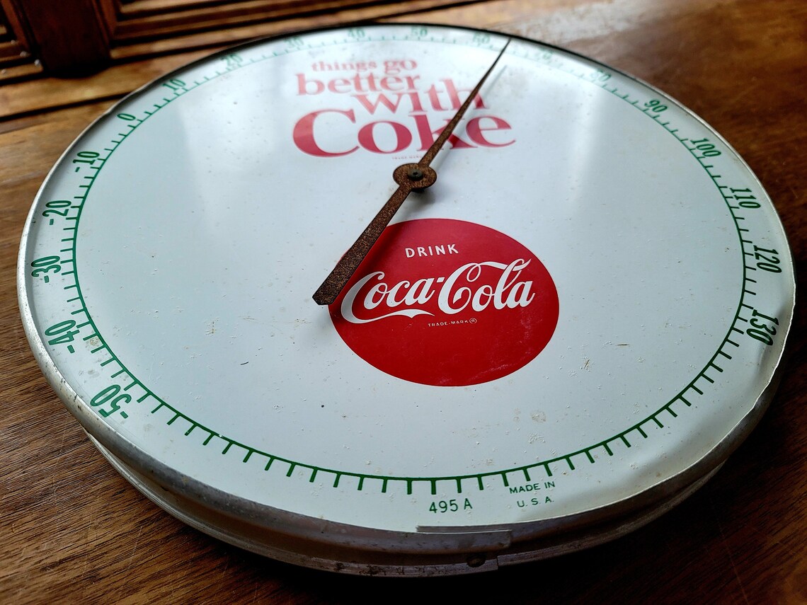 Coca Cola Thermometer Round Coke Pam Style 1954 | Etsy