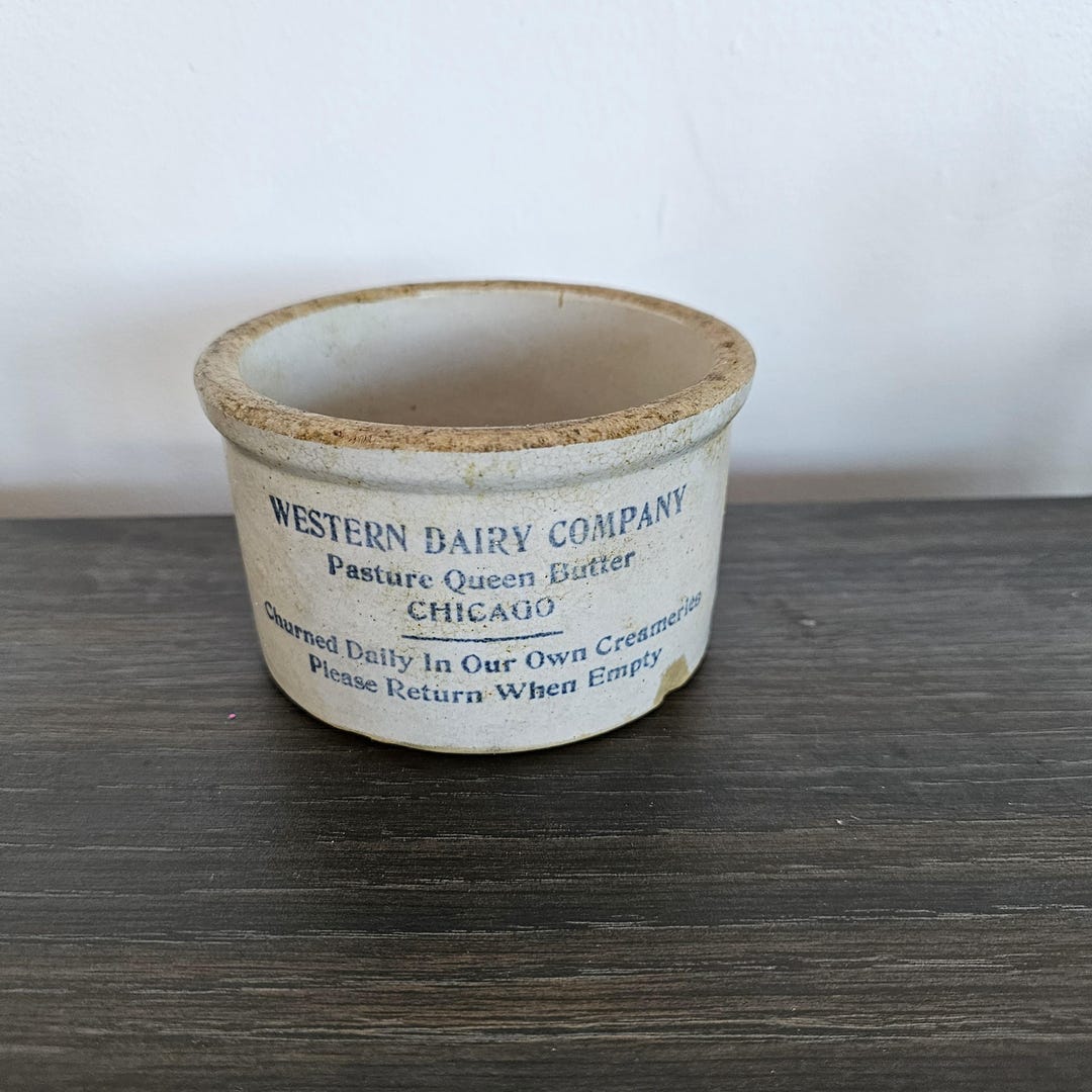 Antique Butter Crock, Western Dairy, Chicago Illinois, Advertising ...