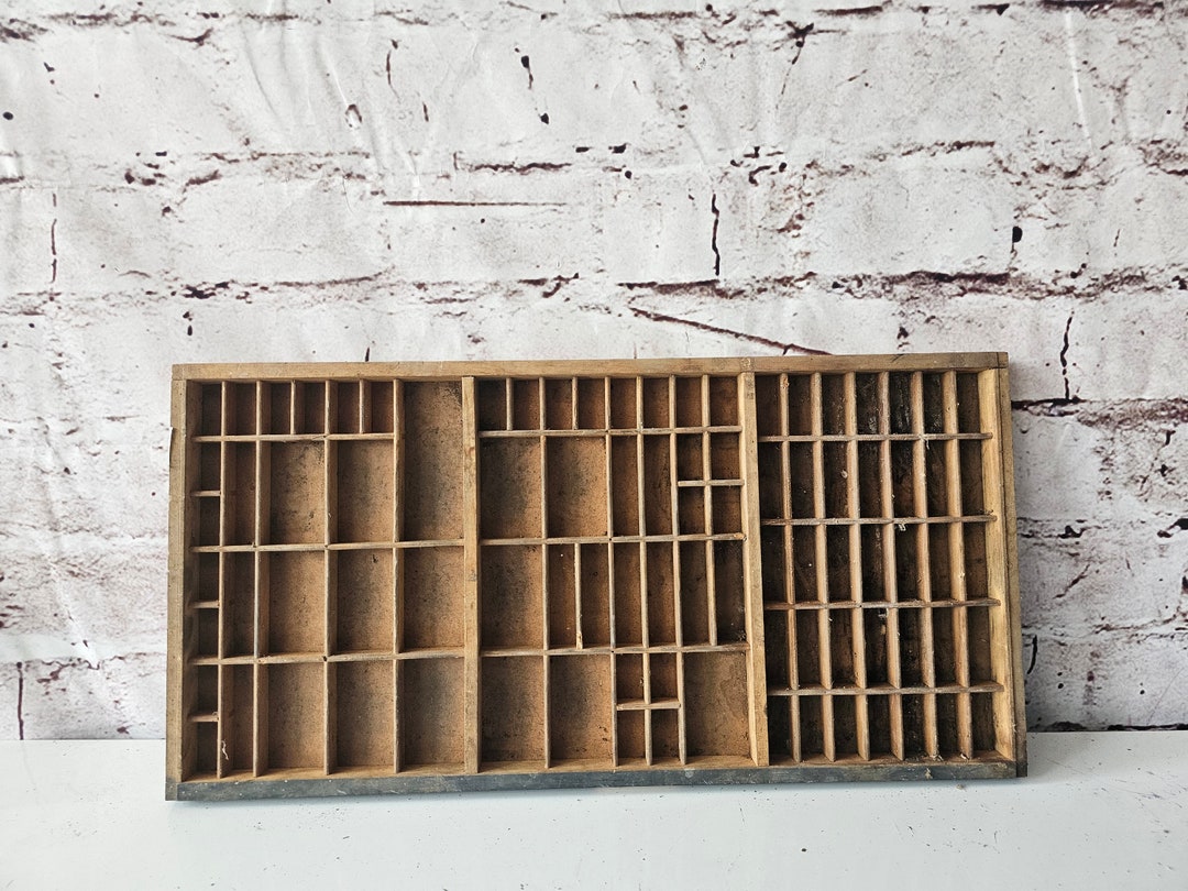 Printers Tray Vintage Printing Typeset Drawer Shadow Box Crate Wooden ...