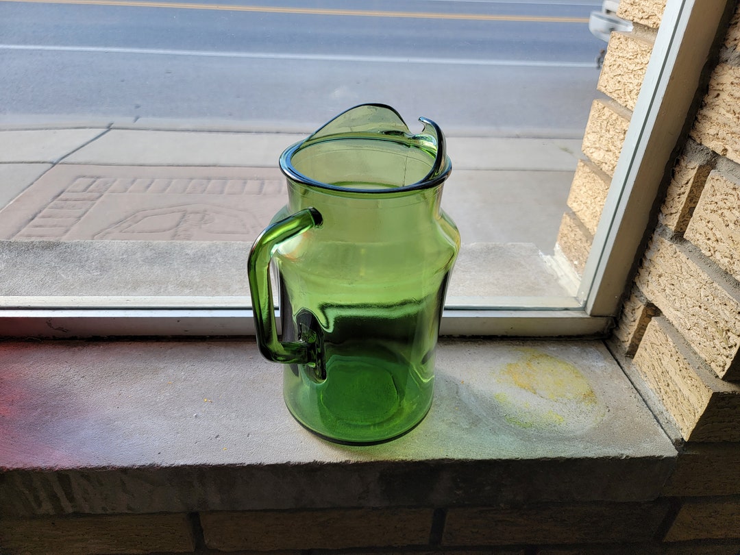 Vintage Green Pitcher Mid Century Kitchenware Glass Pitcher - Etsy