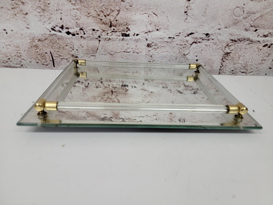 Vintage Glass Rod Mirror Tray Vanity Perfume Hollywood Regency Glam - Etsy