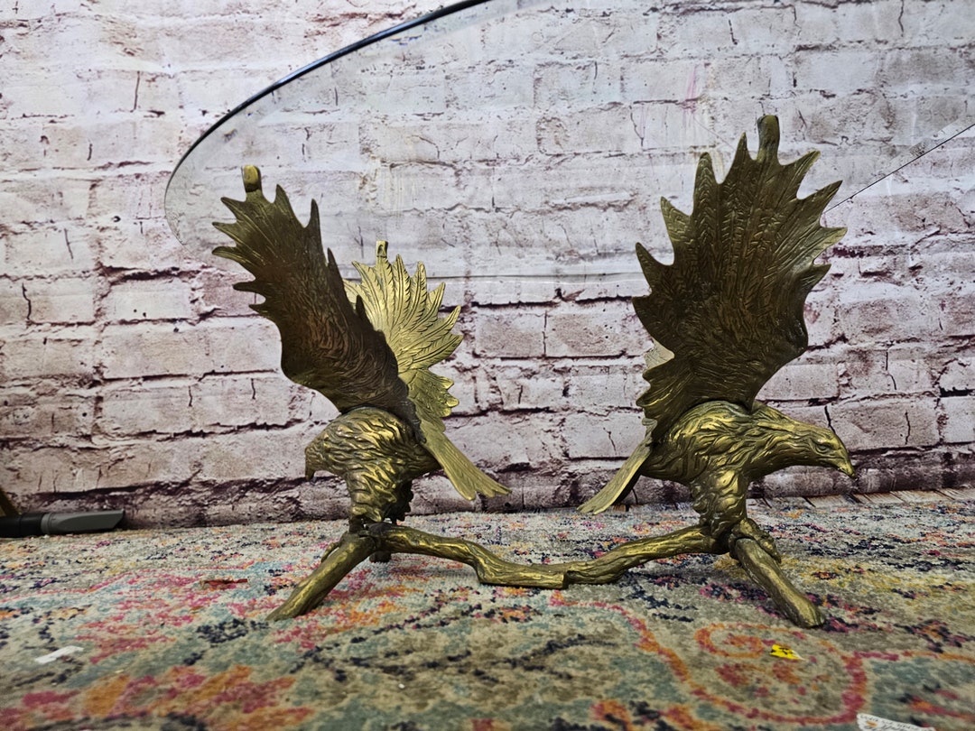 Figural Cast Brass and Glass Double Eagle Coffee Table, - Etsy