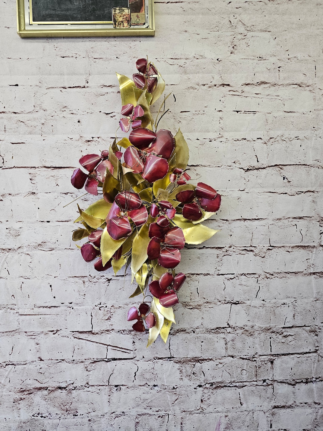 Mid-century Modern Jere Style Brutalist Brass Floral, Flowers and ...