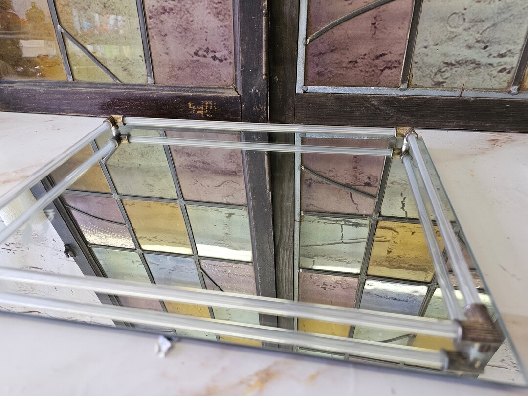 Vintage Glass Rod Mirror Tray Vanity Perfume Hollywood Regency Glam - Etsy