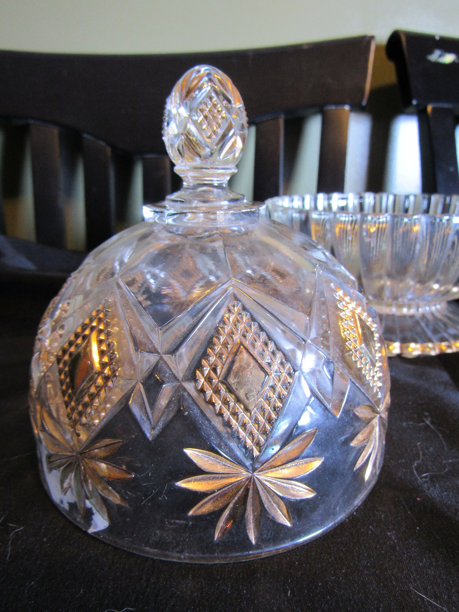 Vintage Crystal Victorian Era Gold Trimmed Covered Candy Dish | Etsy