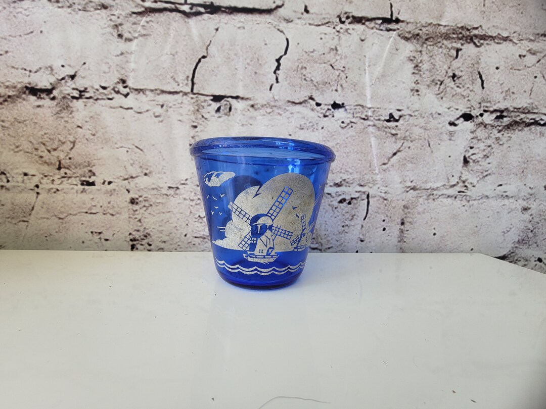 Hazel Atlas Cobalt Blue Glass Windmill 4 Inch High Ice Pail With Rim - Etsy