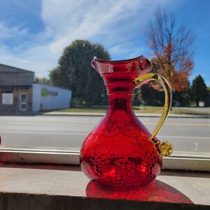 Vintage Blenko Rainbow Pitcher, Tangerine With Embossed Grape Pattern ...