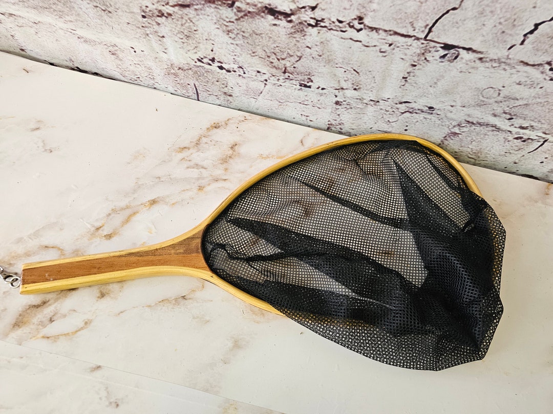 Vintage Fly Fishing Net Wood Handle Trout Landing Cabin Cottage Decor ...