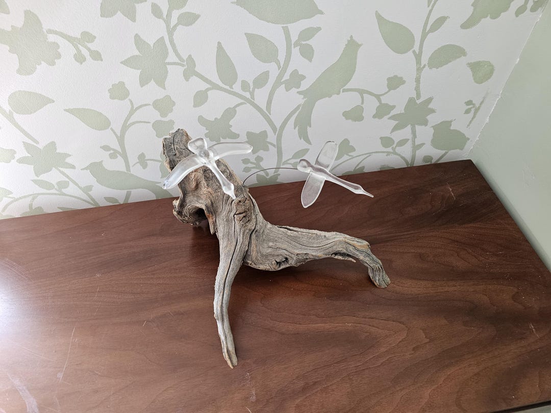 Vintage Birds in Flight Sculpture, Driftwood Sculpture With Glass ...