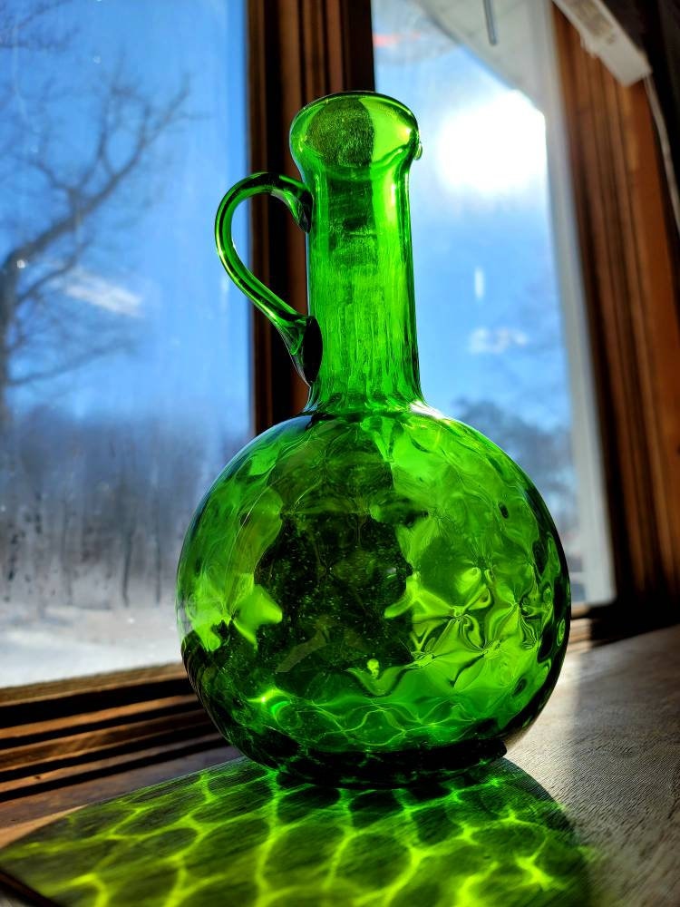 Mid Century Green Optic Empoli Pitcher Carafe MCM Mid Mod - Etsy